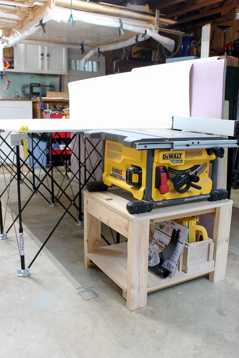 Table Saw Stand and Collapsible Out Feed Work Table - Pretty Handy Girl